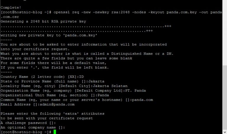 Cara Membuat CSR SSL di Linux ( Certificate Signing Request ) - Hostnic.id