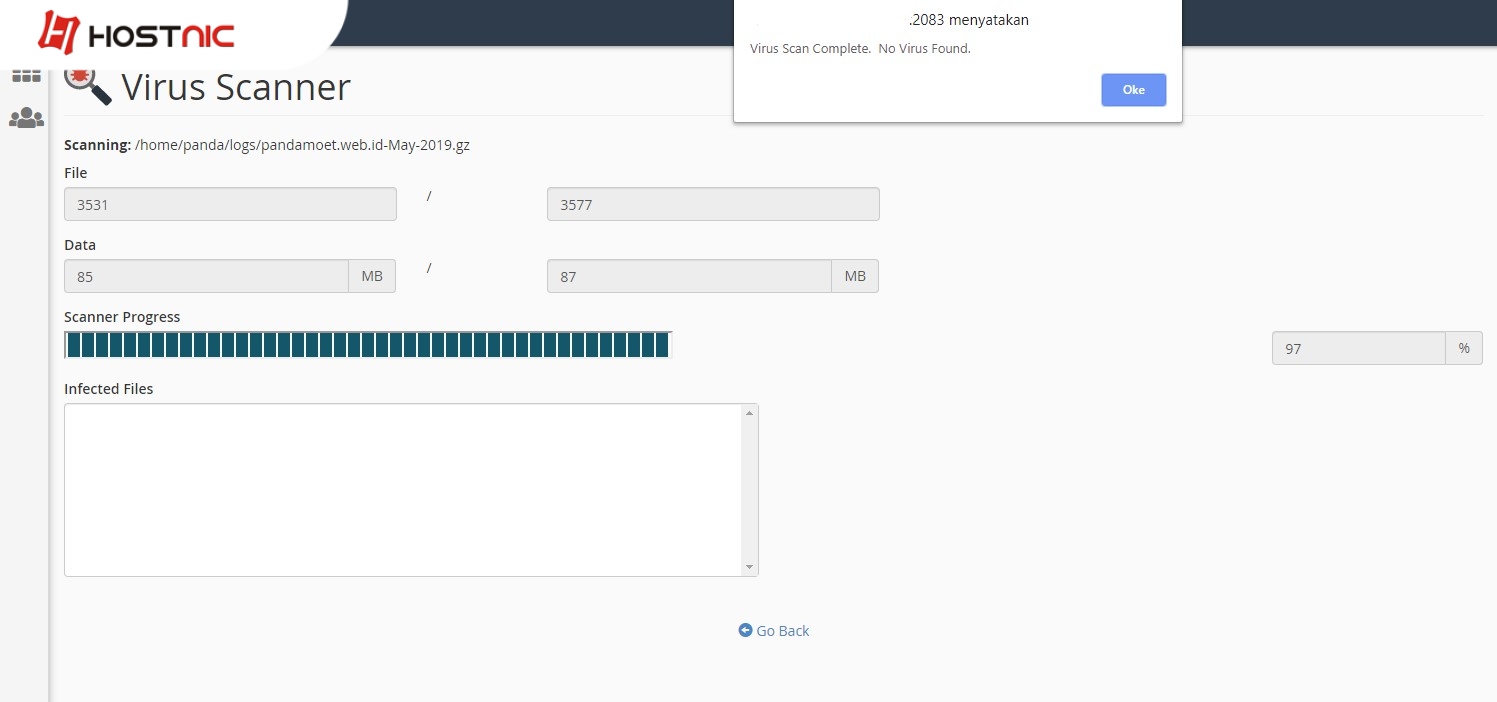 Scan file website dengan virus scanner di cpanel - Hostnic.id