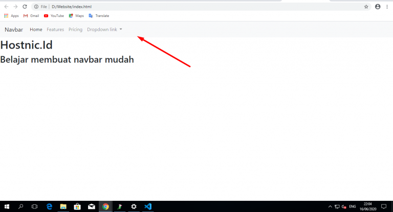 Cara membuat navbar mudah - Hostnic.id