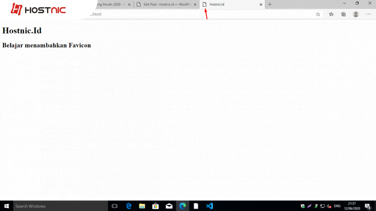 Cara menambahkan Favicon / icon pada Judul Website - Hostnic.id