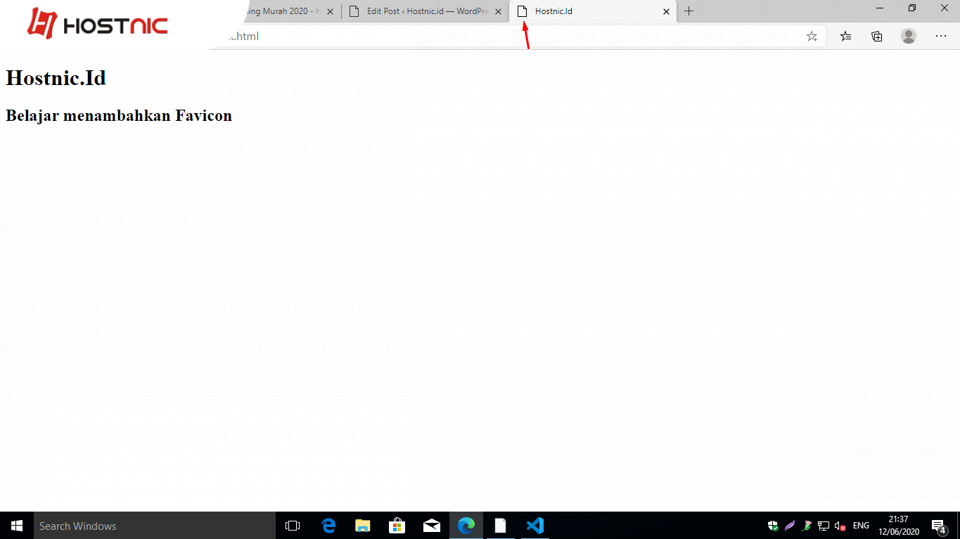 Cara menambahkan Favicon / icon pada Judul Website - Hostnic.id