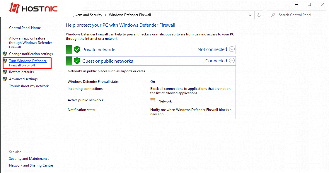 Cara mematikan (disable) Firewall pada Windows 10 - Hostnic.id
