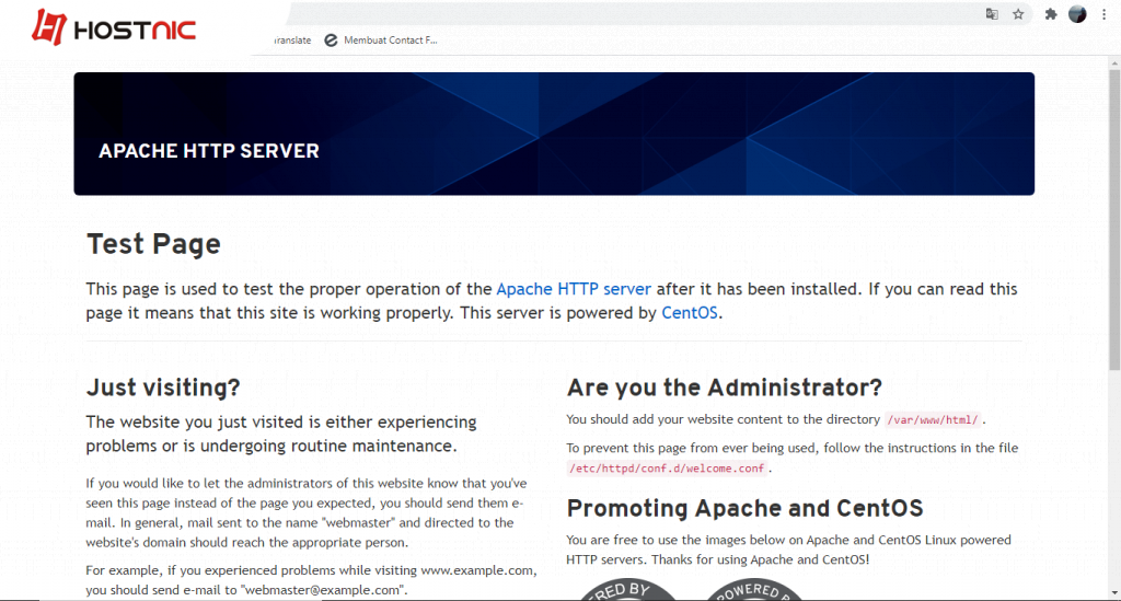 Cara install Apache Web Server di CentOS 8 - Hostnic.id